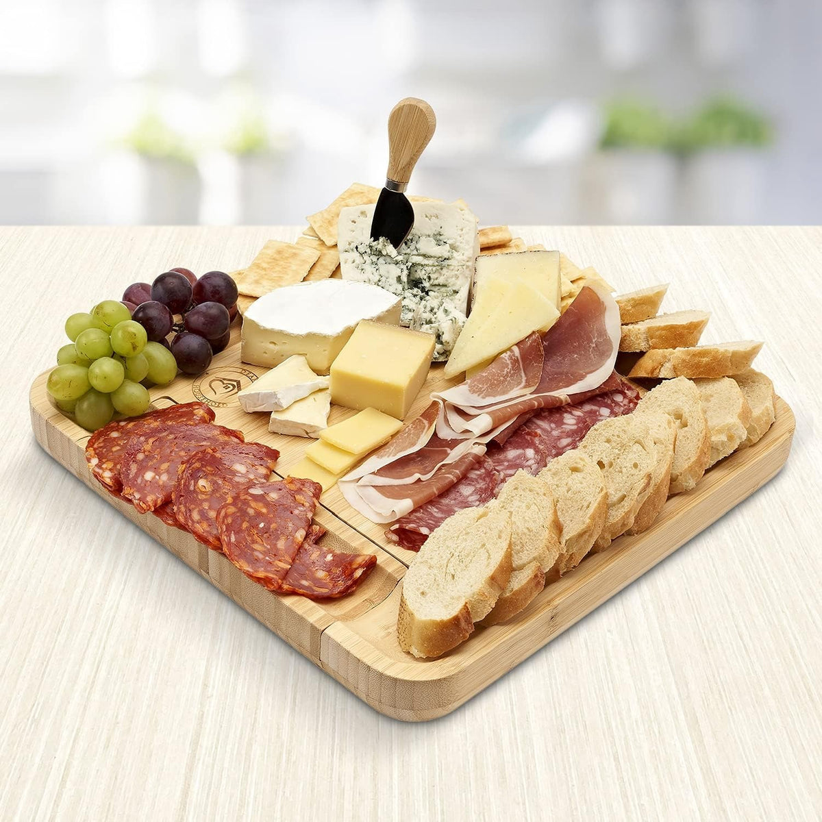 Square Premium Bamboo Cheese Board And Knife Set – Elevation