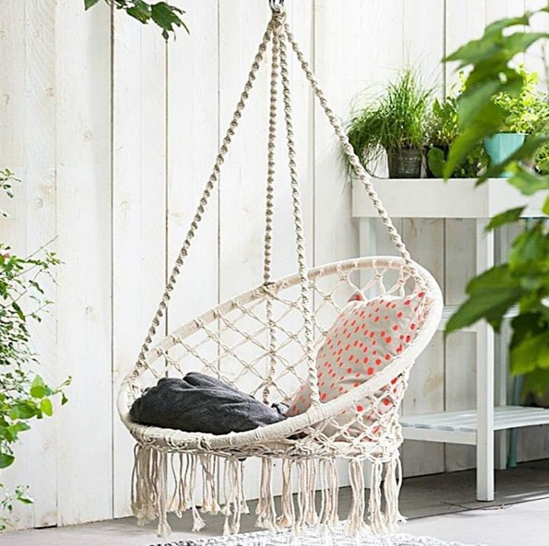 Cotton Macrame Hanging Chair – Elevation