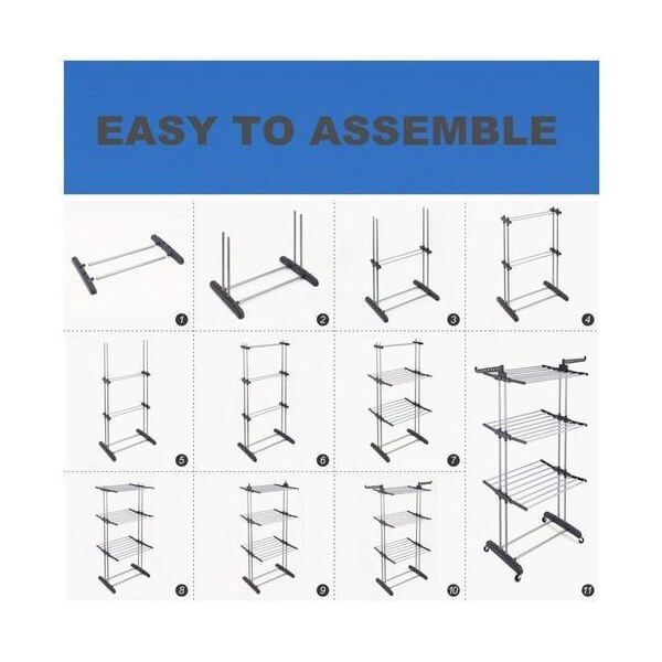Foldable 3 Layer Laundry Rack – Elevation