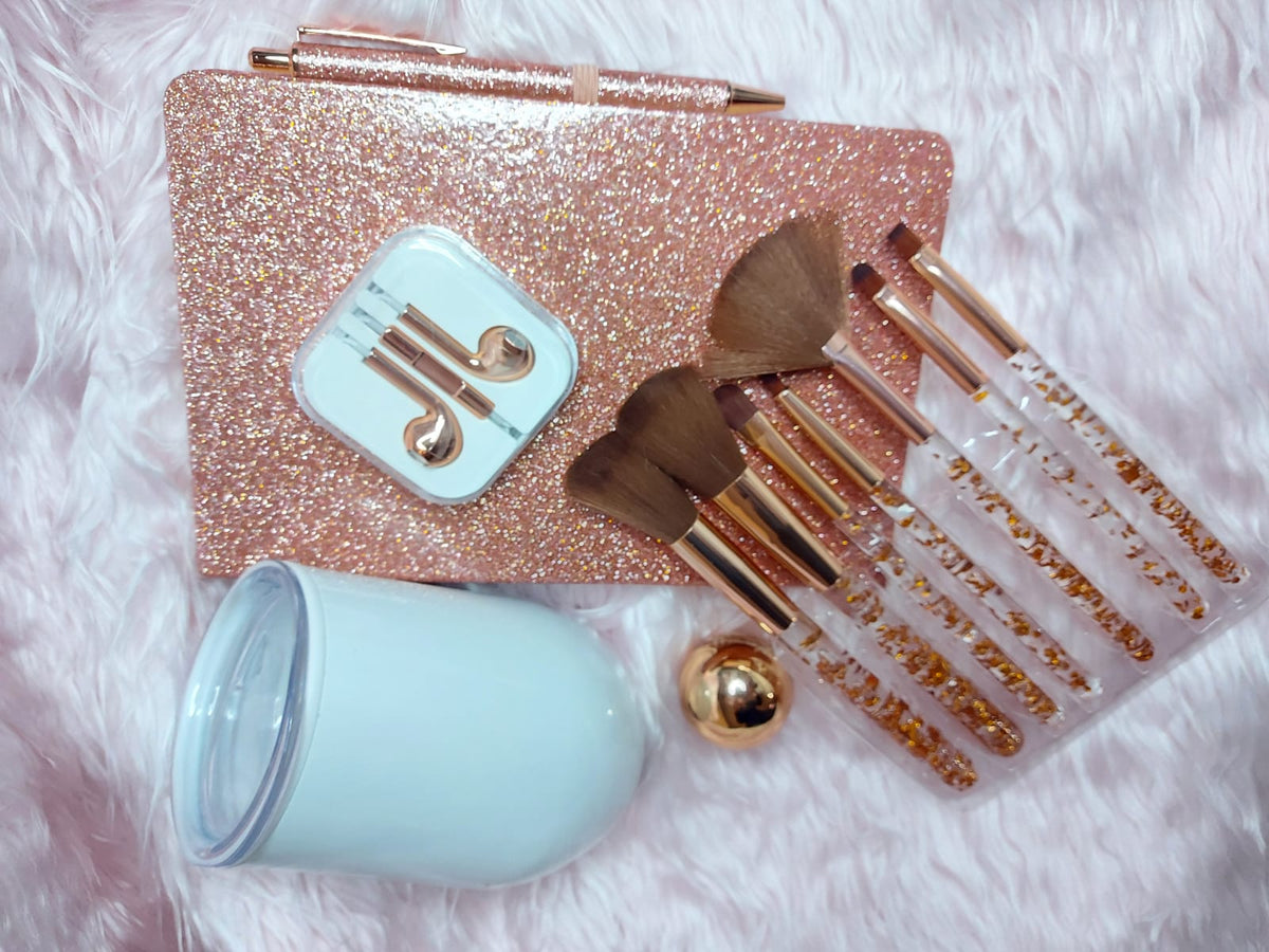 Rose Gold Personalised Gift Set with Brush Set – Elevation